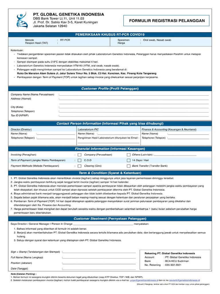 Form Reg. Pelanggan Kosong | PDF