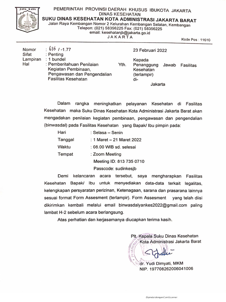 Pemberitahuan Binwasdal Klinik Maret 2022 | PDF