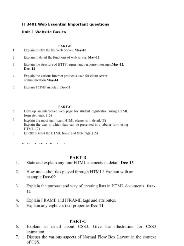 IT3401 Web Essential Important Questions | PDF