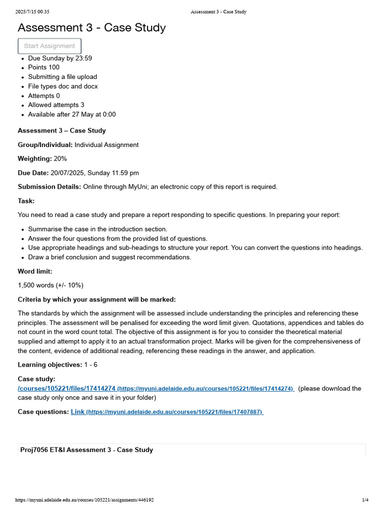 Assessment 3 - Case Study: Start Assignment | PDF | Theory | Evidence
