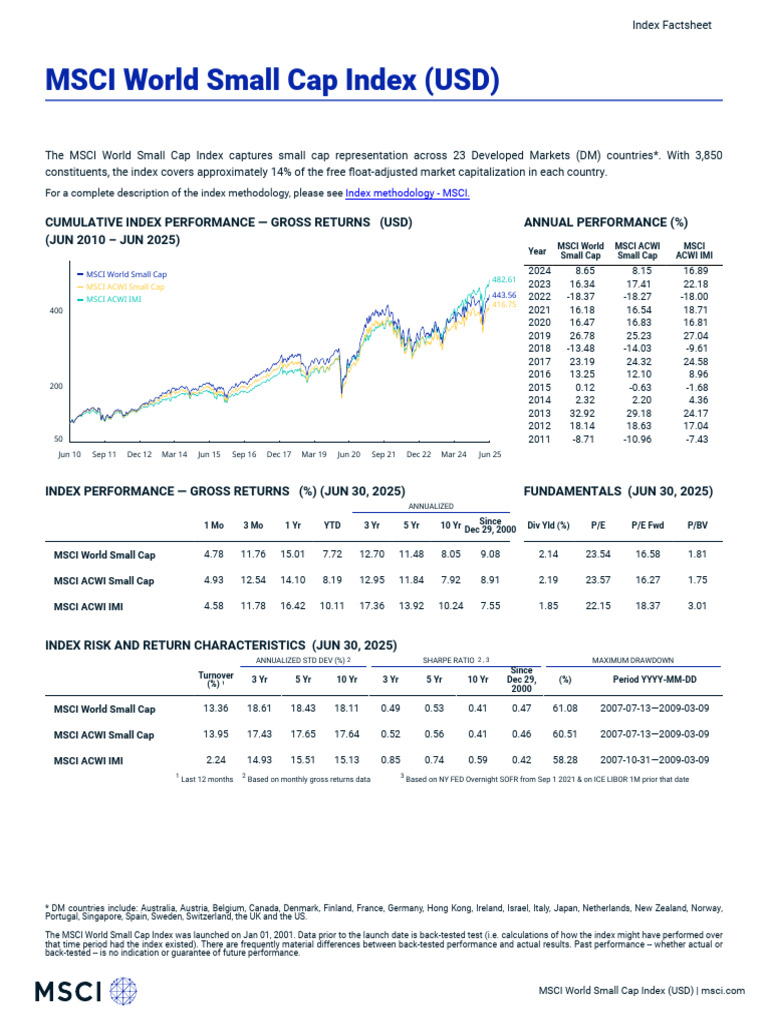 MSCI World Small Cap Index Overview | PDF | Economies