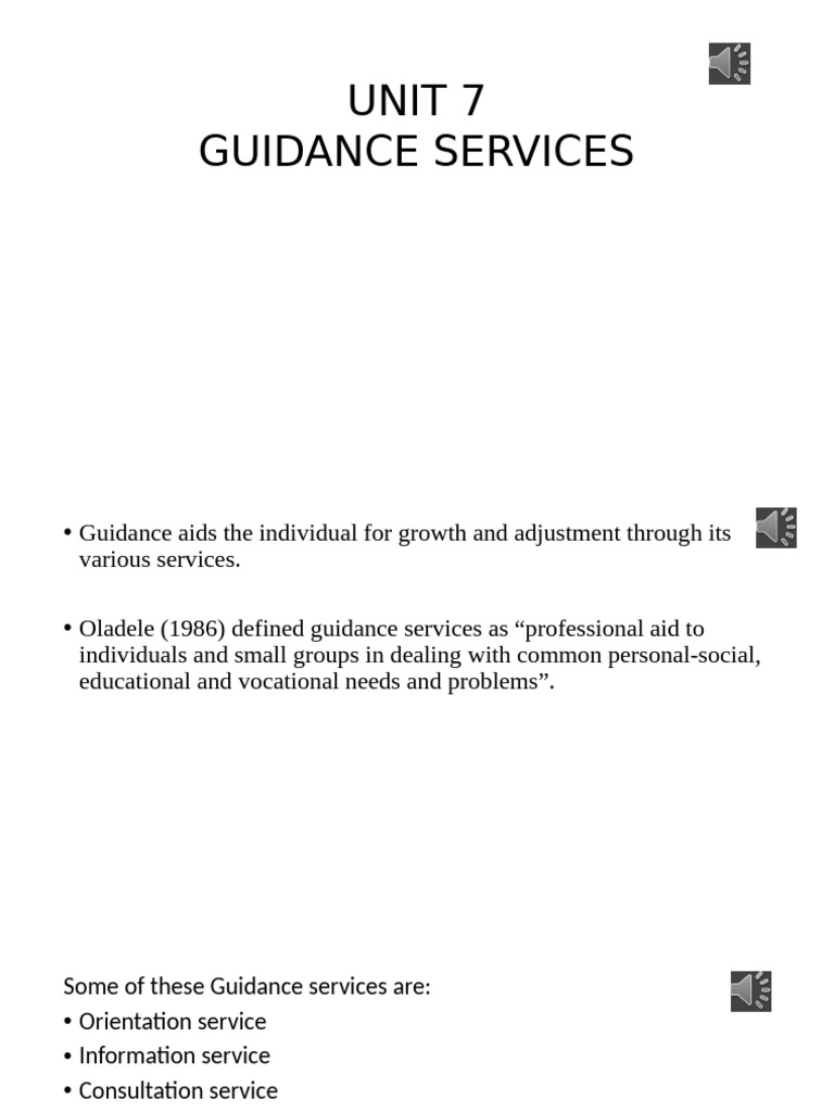 UNIT 7 Guidance Services | PDF