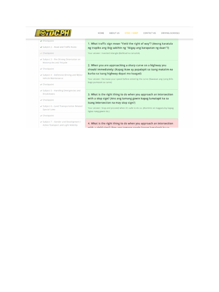 Driver License Quiz | PDF
