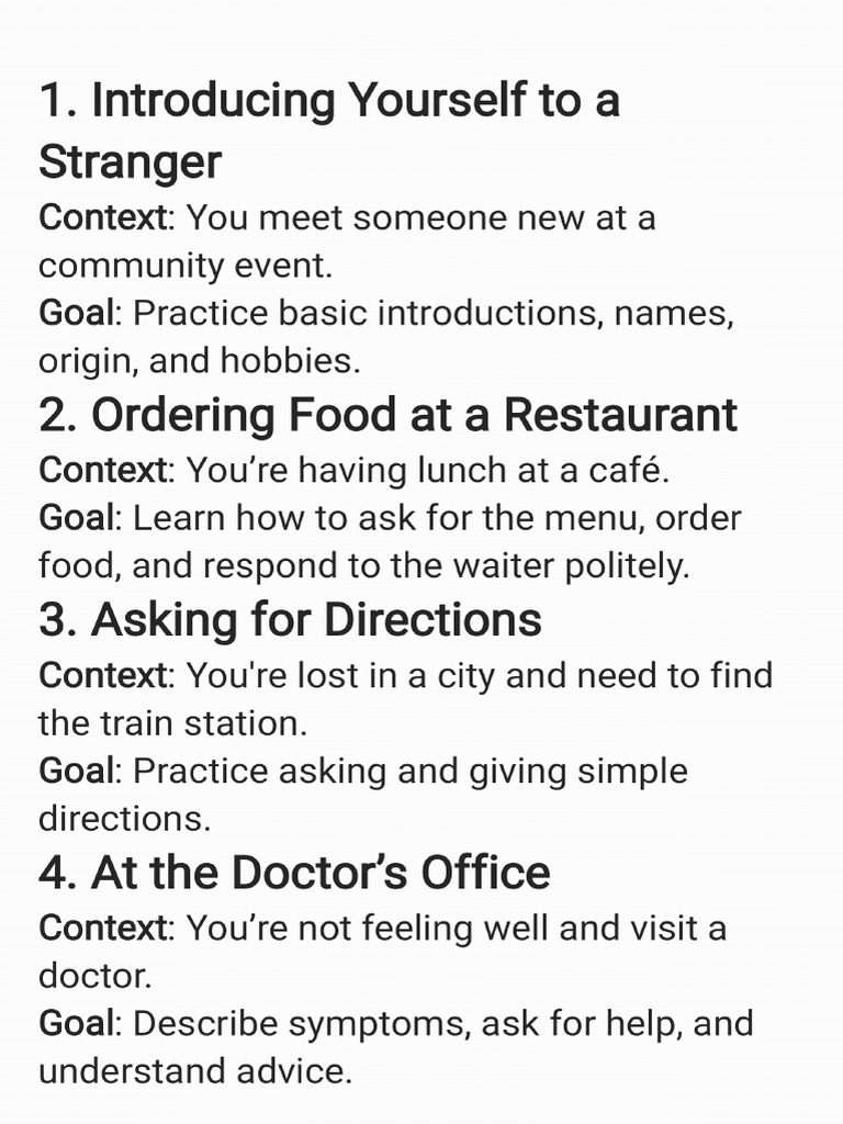 Speaking Scenarios | PDF