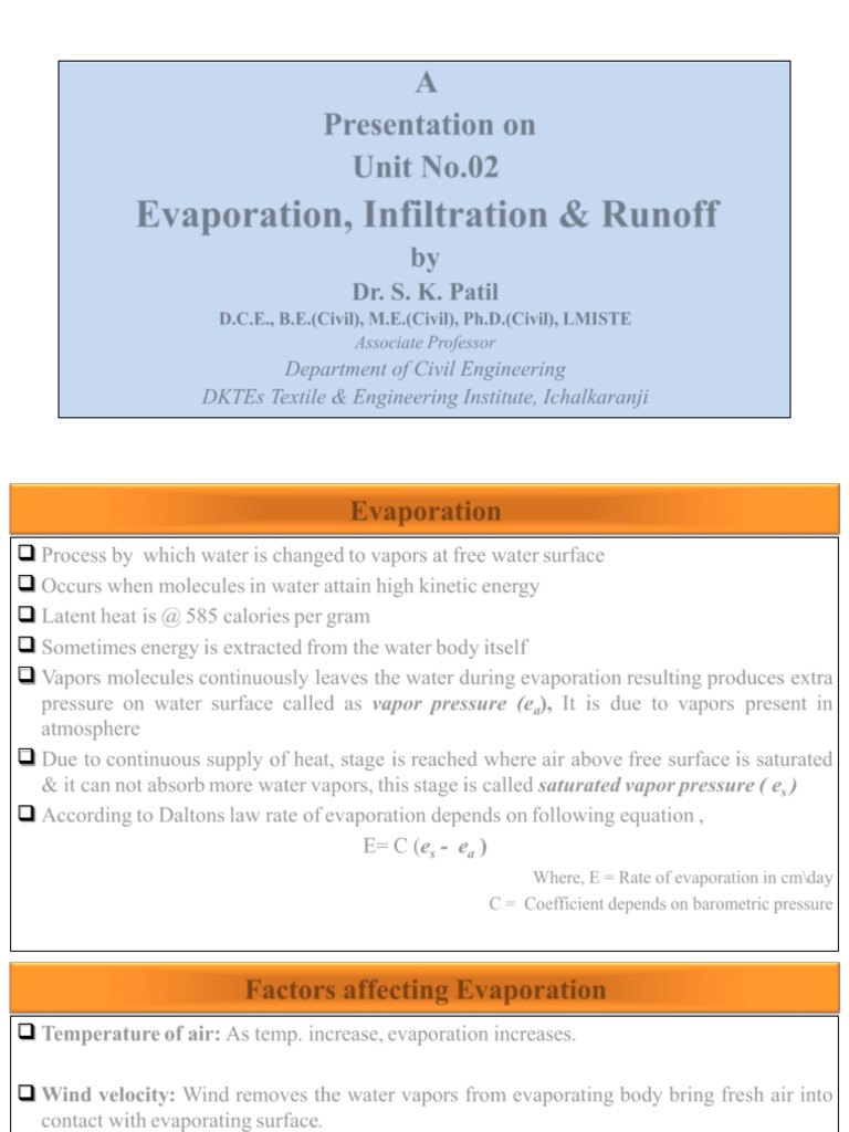 Unit-02 Evaporation Infiltration Runoff | PDF | Evapotranspiration | Evaporation