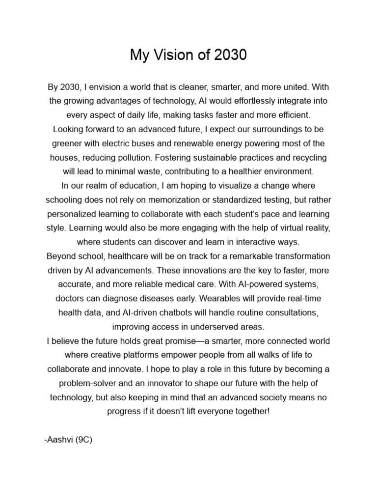 Vision for a Sustainable 2030 | PDF