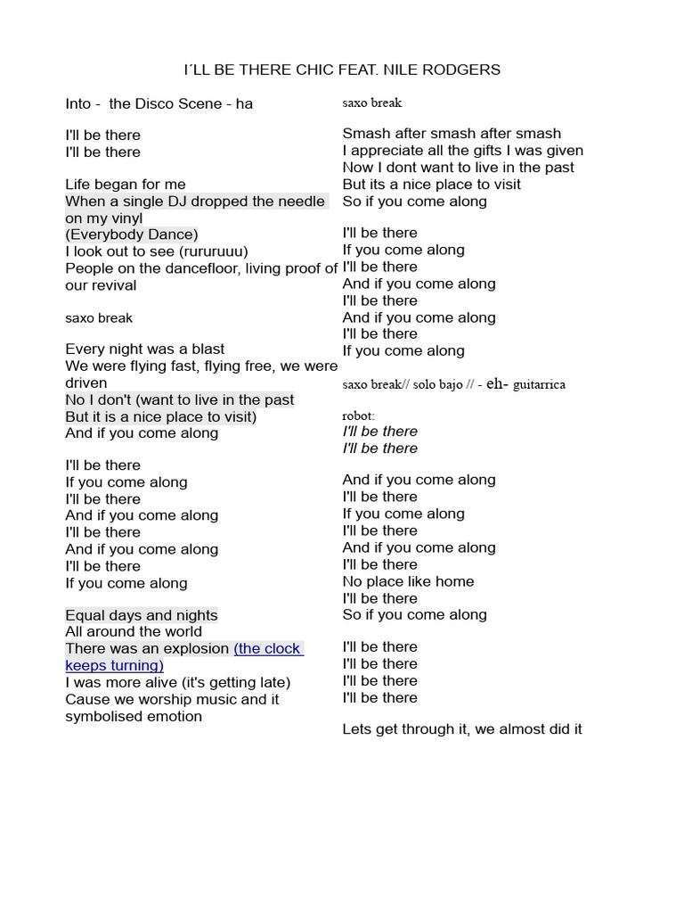 I LL Be There Chic | PDF