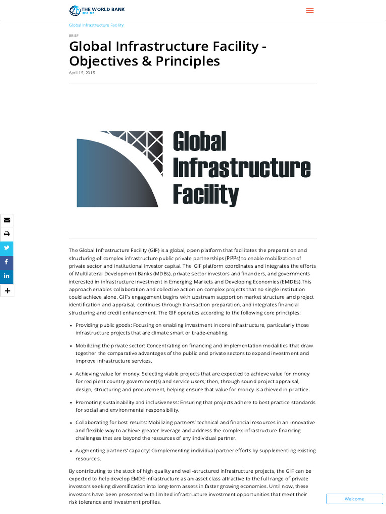 Global Infrastructure Facility Objectives and Principles | PDF ...
