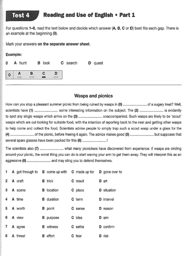 Fce. Uoe & Reading Exam | PDF
