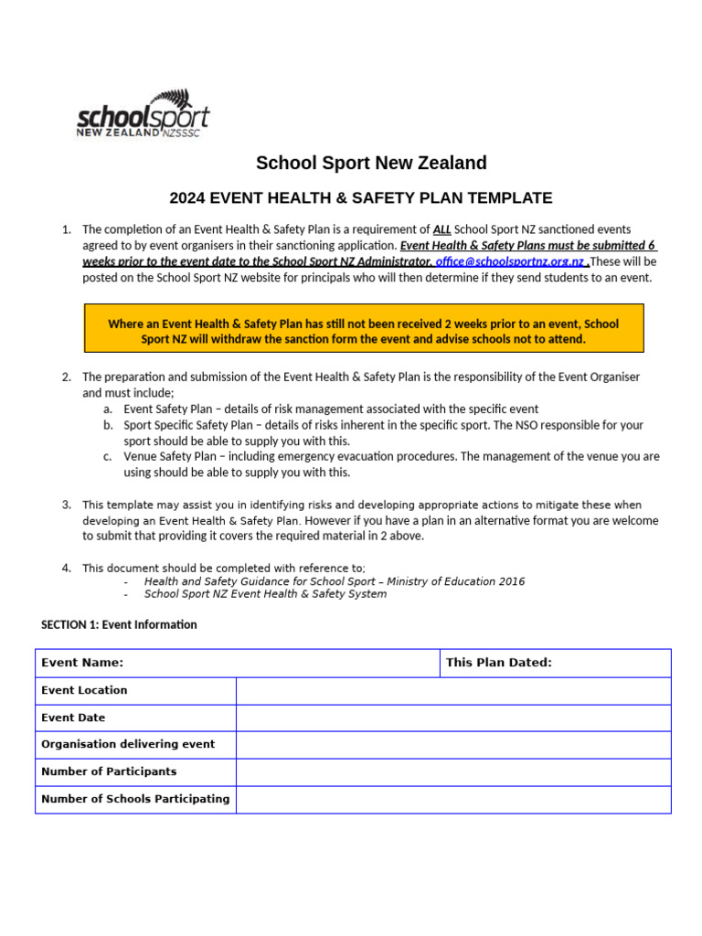 Event Health & Safety Plan Template NZ | PDF | Risk | Personal ...