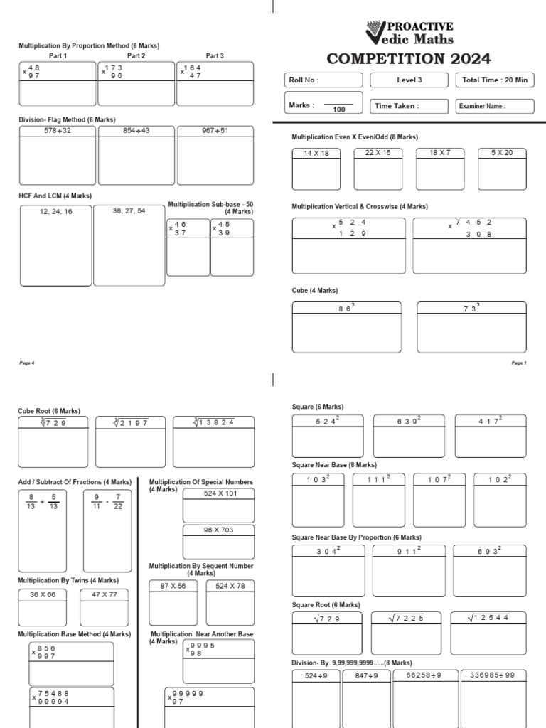 Math Sample Paper To Improvecalculation | PDF | Mathematics ...