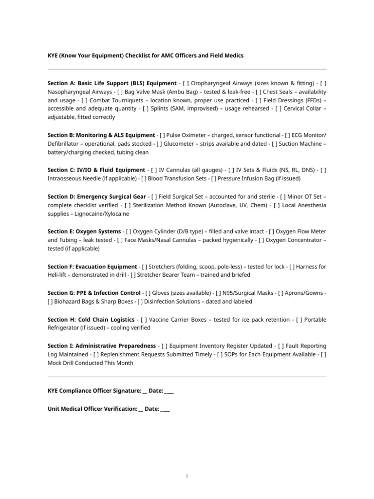 Kye Checklist Amc | PDF
