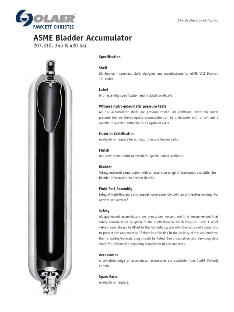 Uk-standard Asme Bladder Accumulator | Valve | Gases