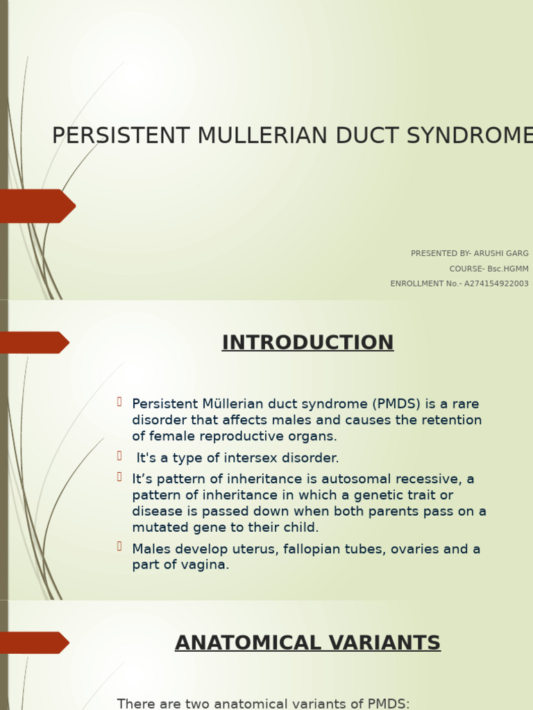 Overview of Persistent Müllerian Duct Syndrome | PDF | Medical ...