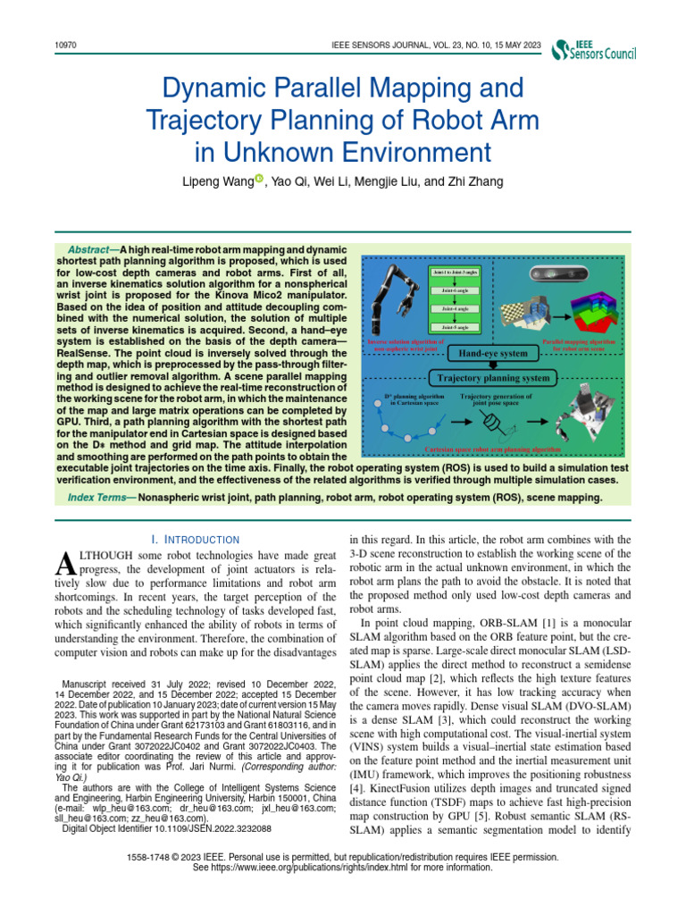 Dynamic Parallel Mapping and Trajectory Planning of Robot Arm in Unknown Environment | PDF ...