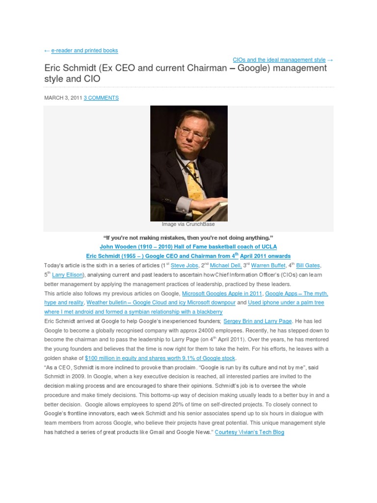 Ceo Google Leadership Style | PDF | Business | Recruitment