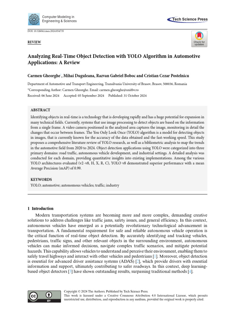 Analyzing Real-Time Object Detection With YOLO Alg | PDF | Traffic ...