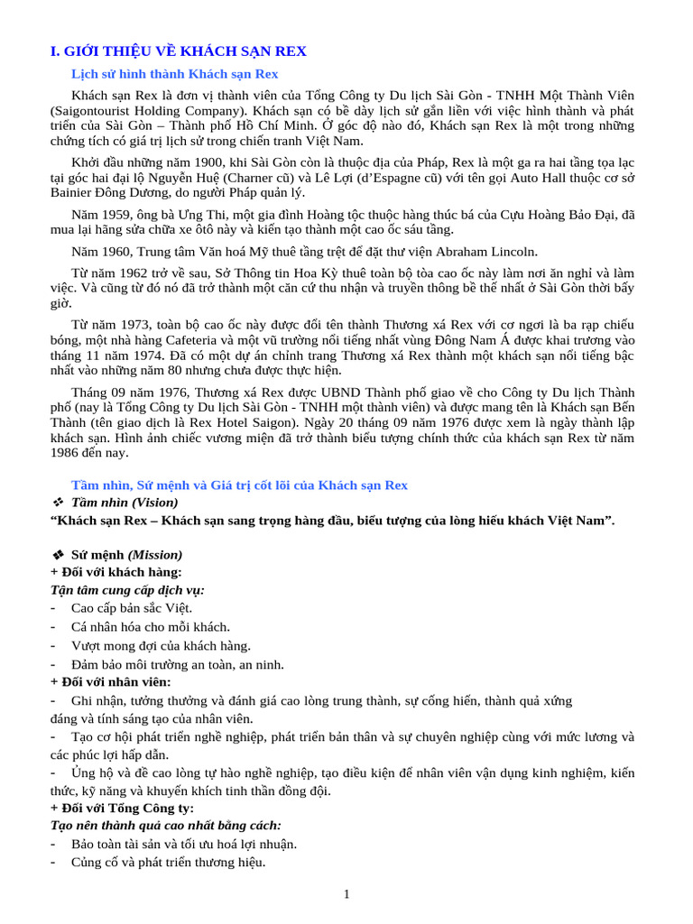 01 - Gioi Thieu Ve Khach San Rex | PDF