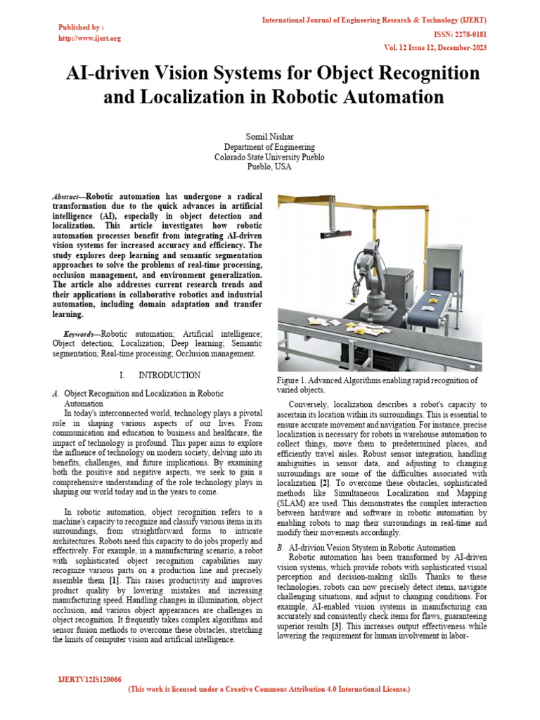 Ai Driven Vision Systems For Object Recognition and Localization in Robotic Automation ...