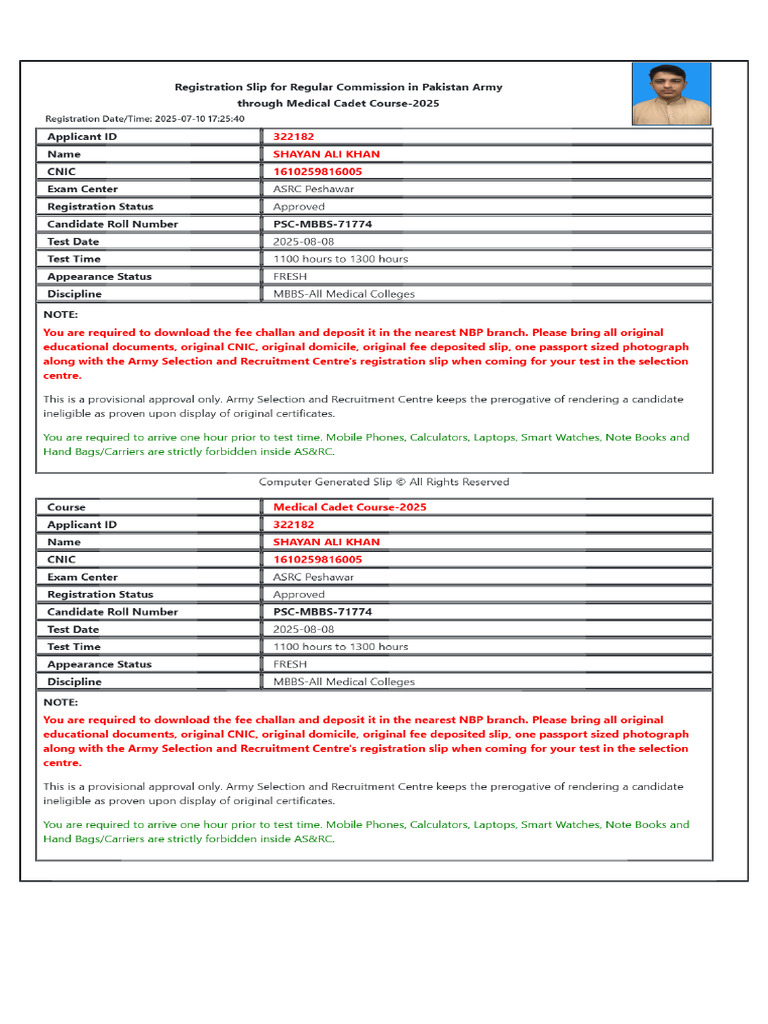 Registration Slip | PDF