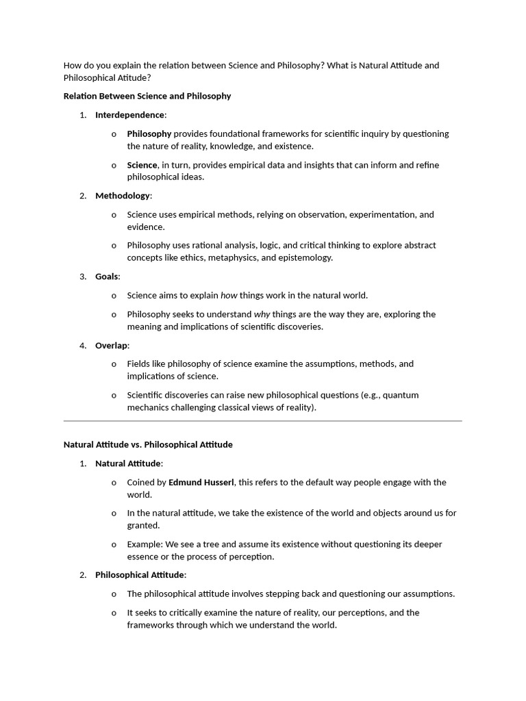 How Do You Explain The Relation Between Science and Philosophy | PDF ...