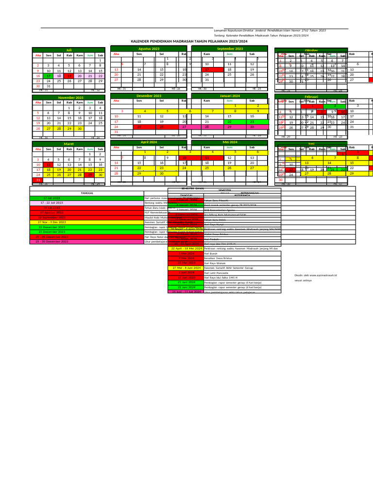 Kaldik Madrasah 2023-2024 Pendis | PDF