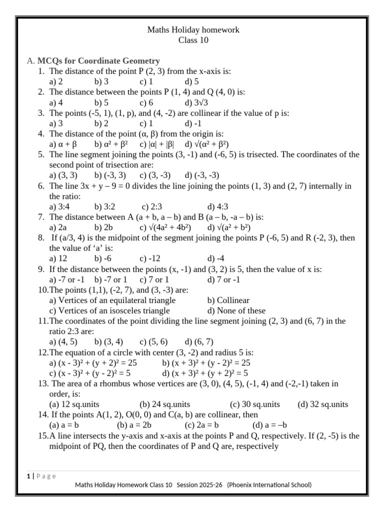 Class 10 Maths Practice Questions Homework | PDF | Zero Of A Function ...