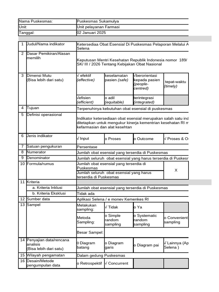 Profil Indikator Mutu Prioritas Puskesmas (Ukpp Unit Farmasi 2025) | PDF