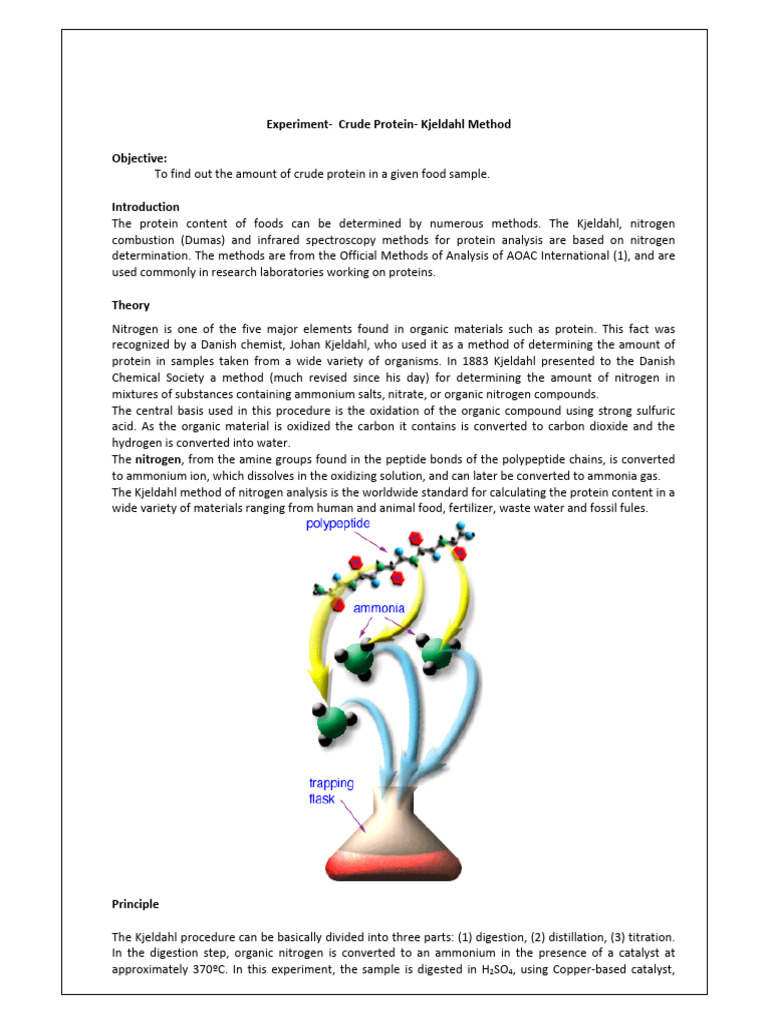 Crude Protein Analysis: Kjeldahl Method | PDF | Chemical Substances ...