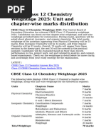 Maharashtra HSC Class12 Chemistry Weightage 2025 | PDF