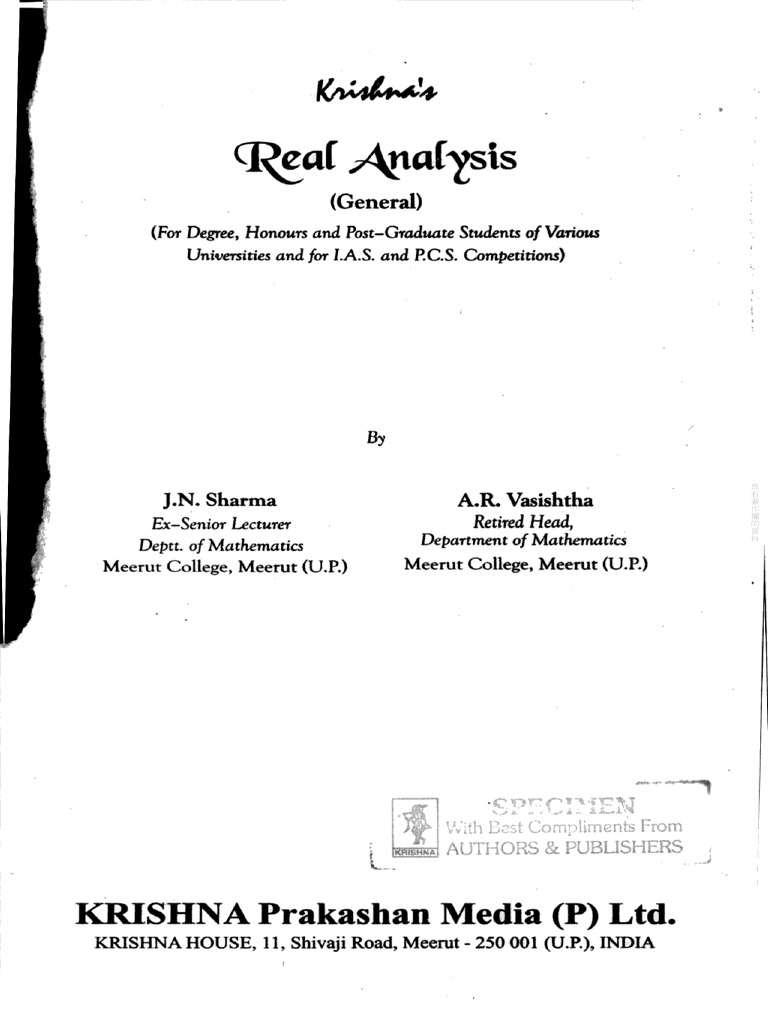 Kirshna Real Analysis 1 | PDF