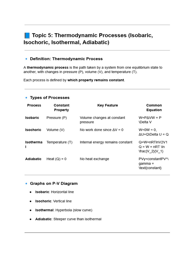 Thermodynamic Process Types Explained | PDF