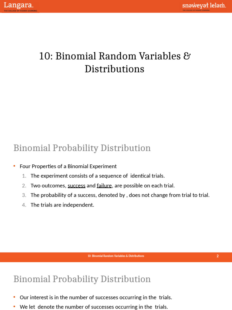 10 - Binomial Random Variables & Distributions | PDF | Probability ...