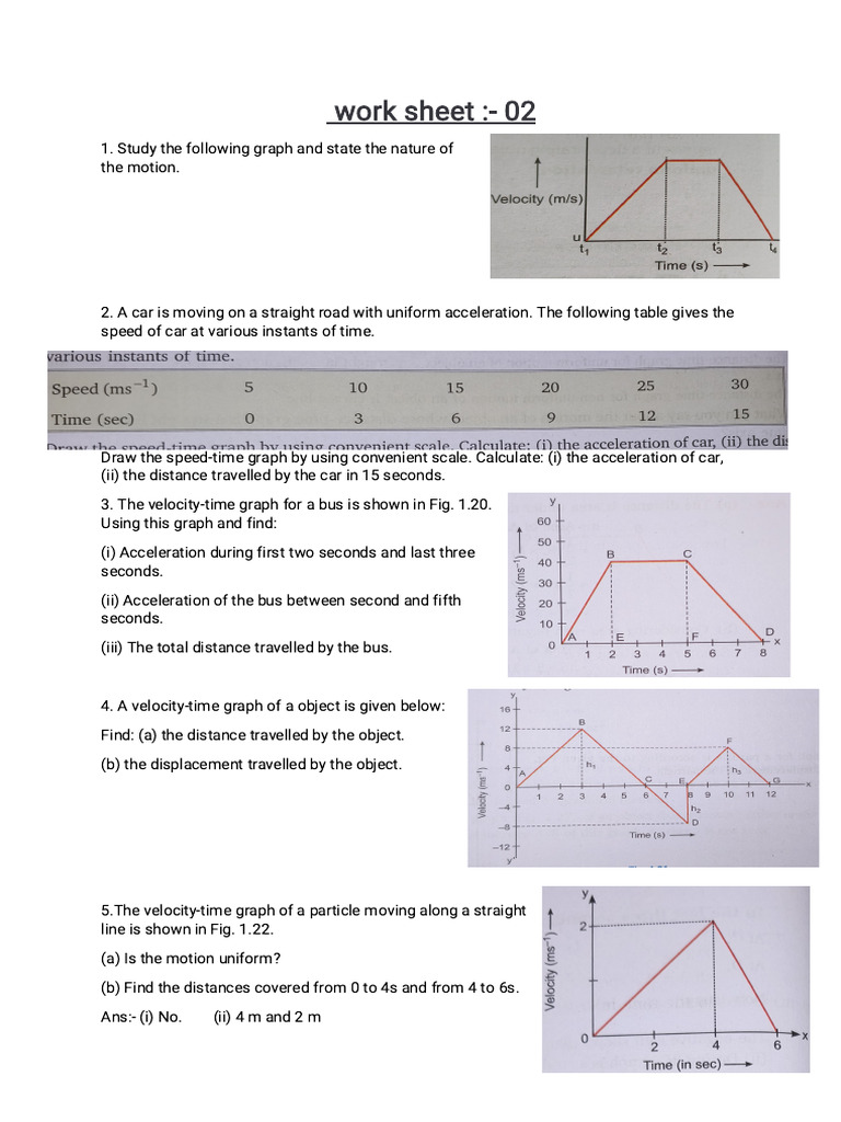 Car Motion and Graph Analysis Worksheet | PDF