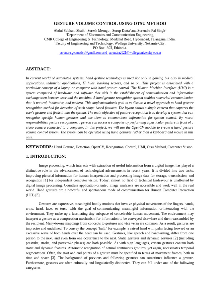 Hand Gesture Volume Control System | PDF | Image Segmentation ...