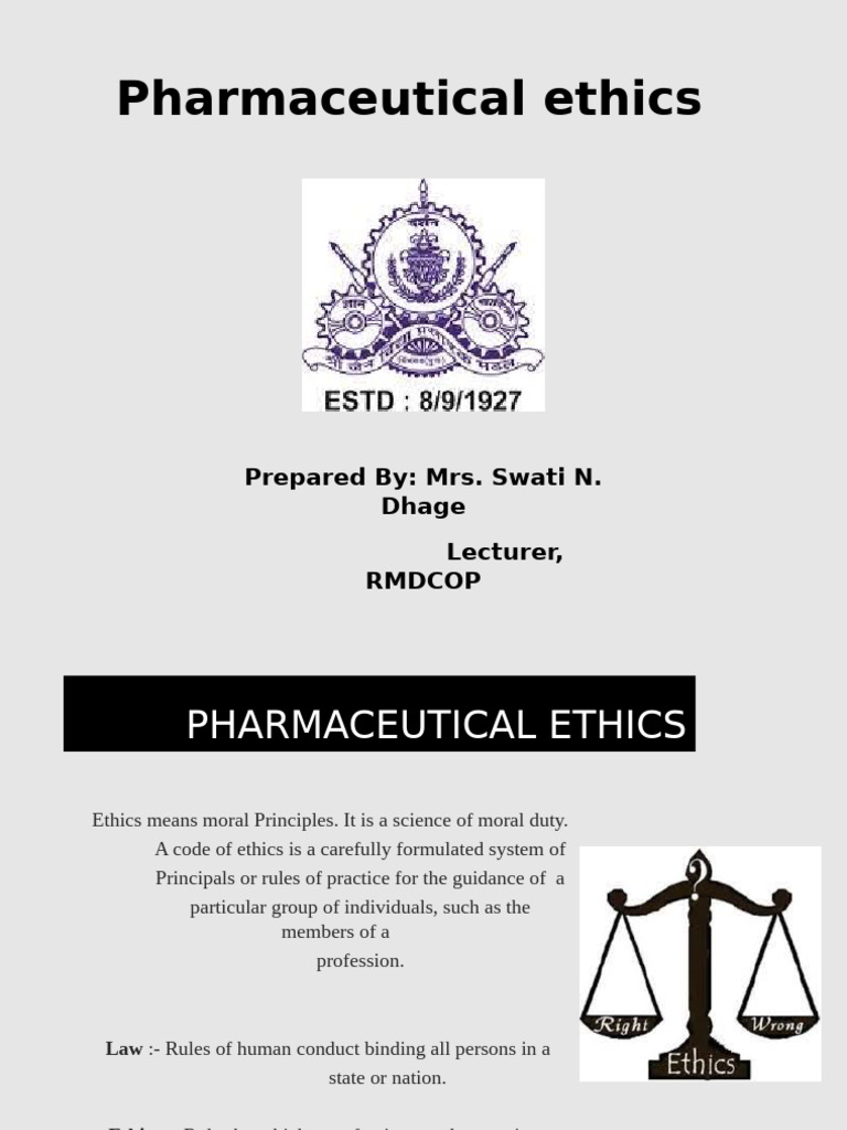 Code of Pharmaceutical Ethics Overview | PDF | Pharmacy | Medical ...