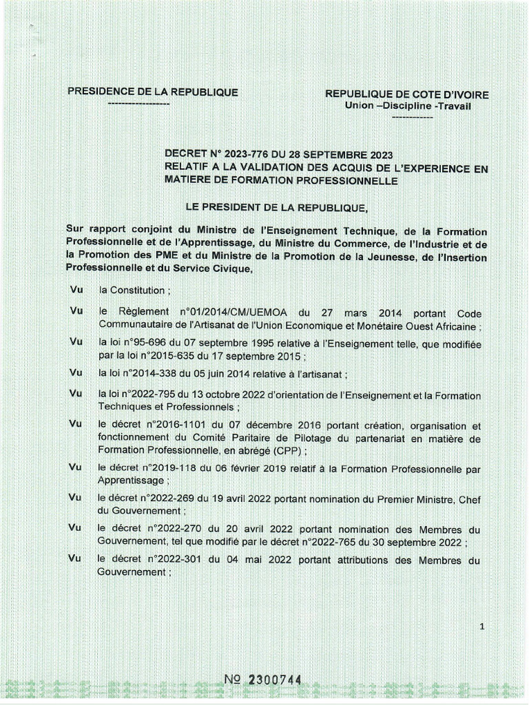 Décret N°2023-776 VAE | PDF