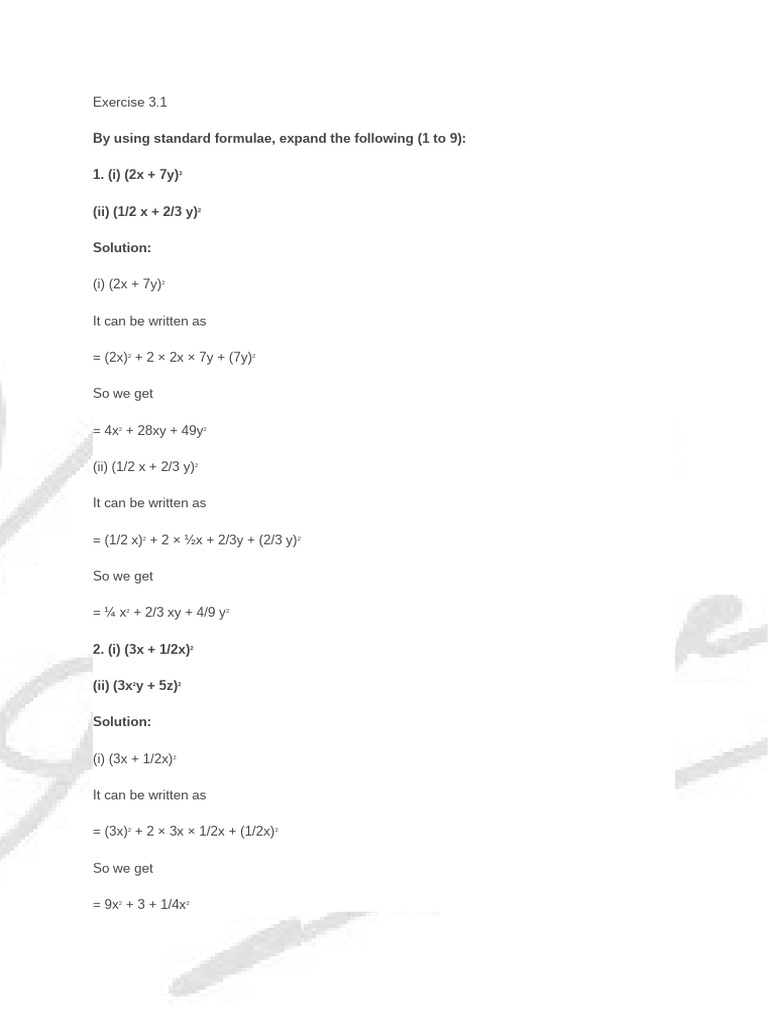 Algebraic Expansion and Simplification Guide | PDF | Mathematics ...