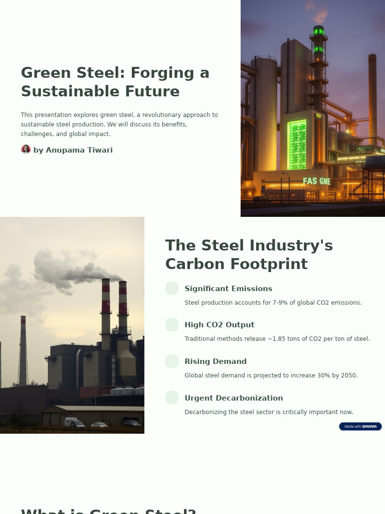 Green Steel: A Sustainable Future | PDF | Steelmaking | Climate Change ...