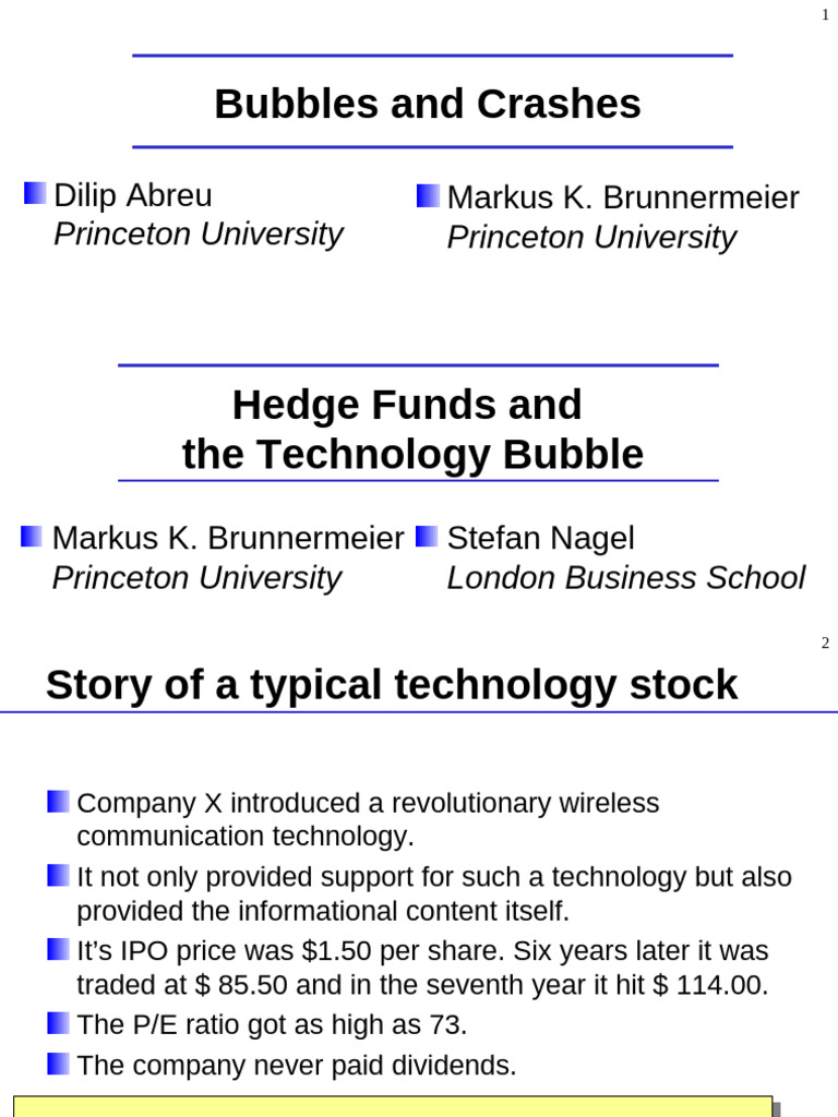 Bubbles Crashes Slides | PDF | Economic Bubble | Financial Economics