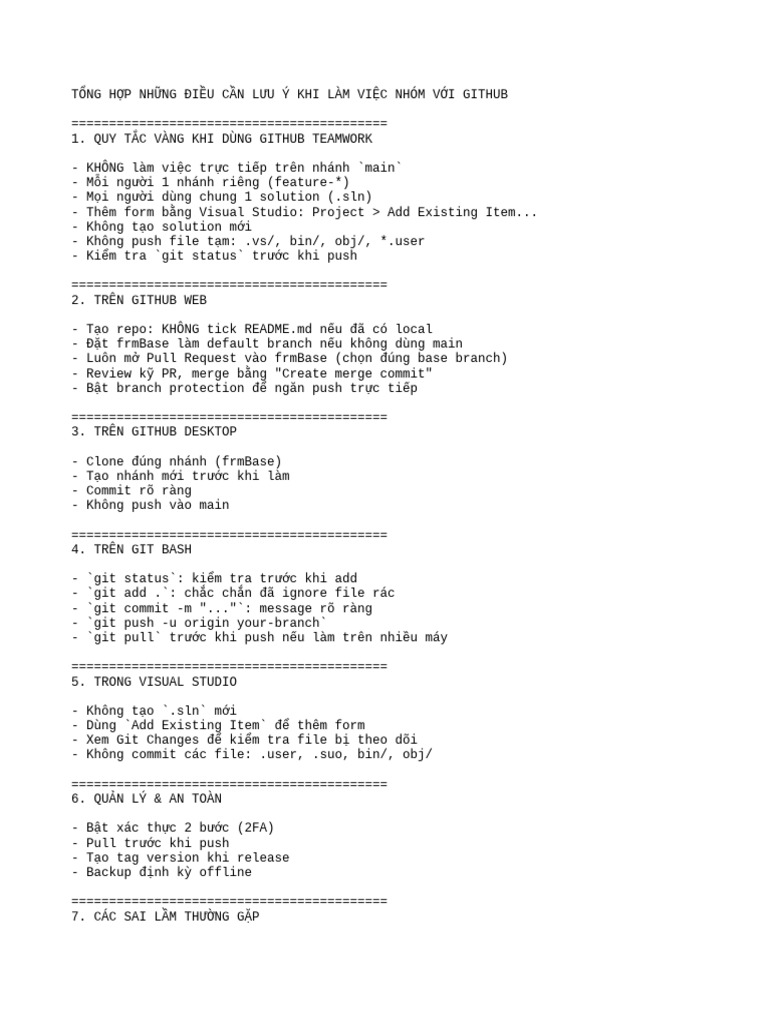 Github Teamwork Checklist | PDF