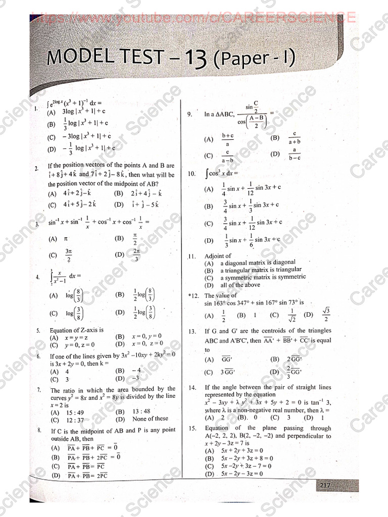 Model Test 13: Comprehensive Exam Review | PDF | Geometry | Mathematics