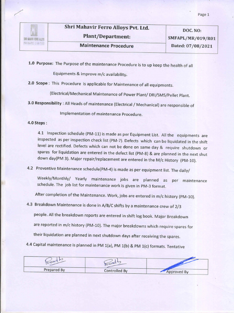 Maintenance Procedure | PDF