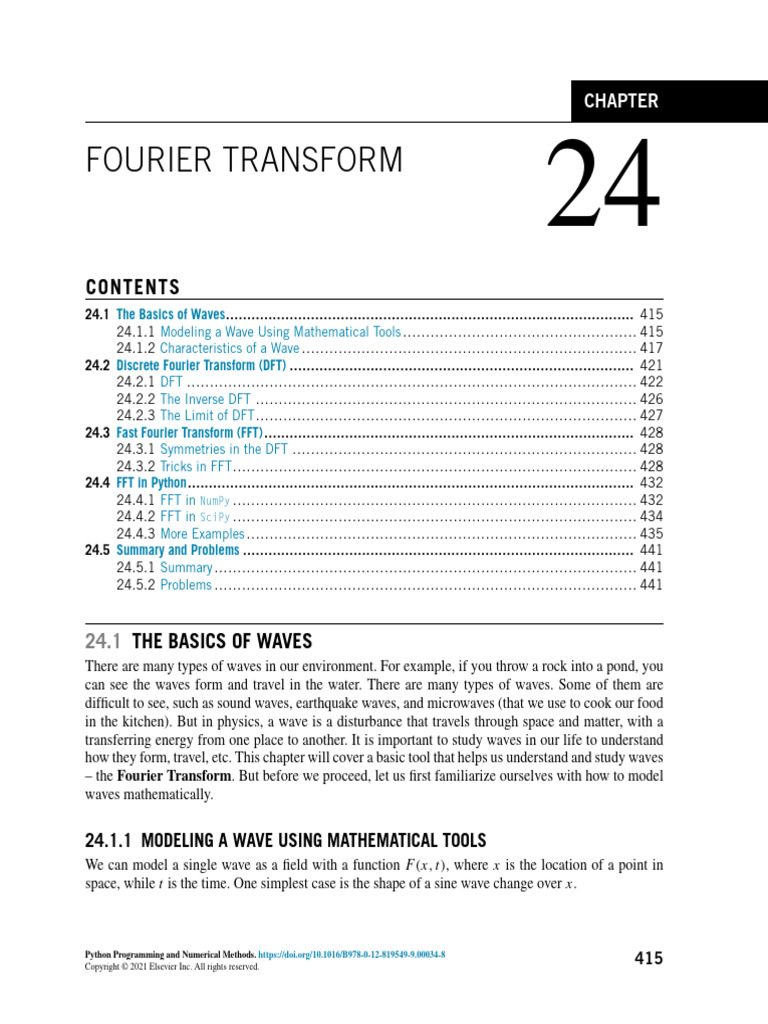 Chapter Fourier Transform | PDF | Discrete Fourier Transform | Fast Fourier Transform