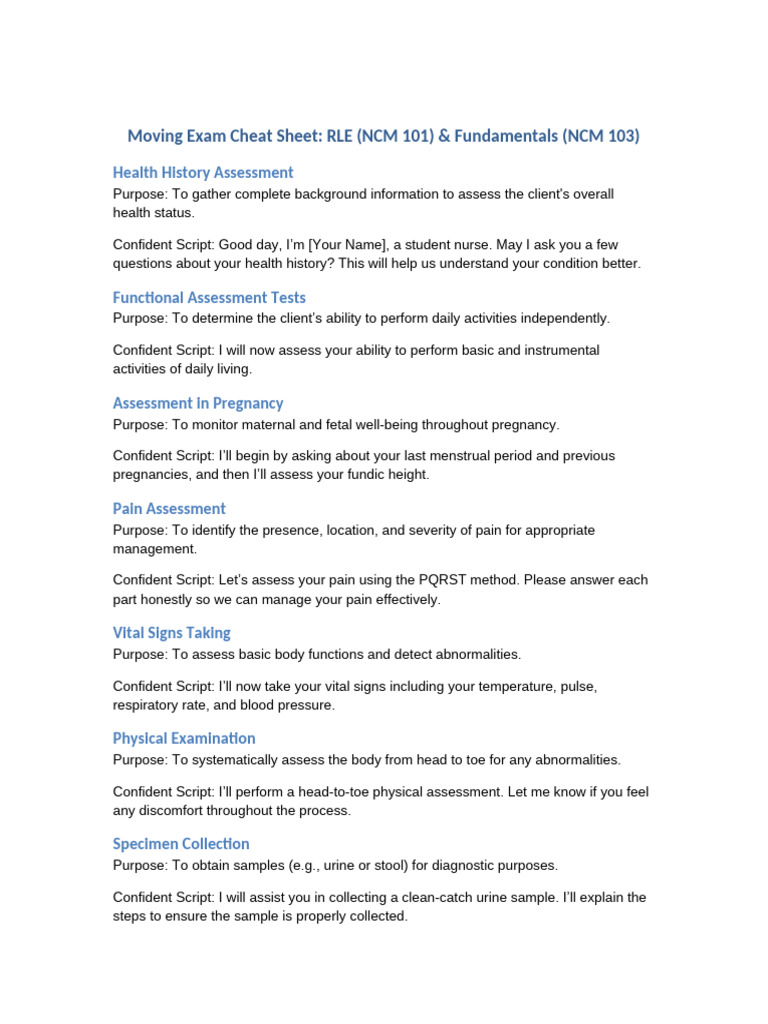 Moving Exam Cheat Sheet | PDF | Pregnancy | Clinical Medicine