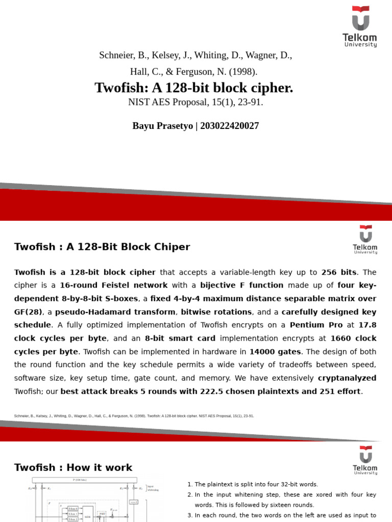 Twofish A 128-Bit Block Chiper | PDF | Cryptography | Secrecy