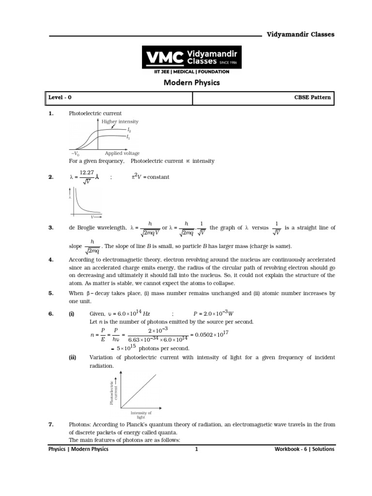 SOLUTION - Modern Physics | PDF | Photoelectric Effect ...