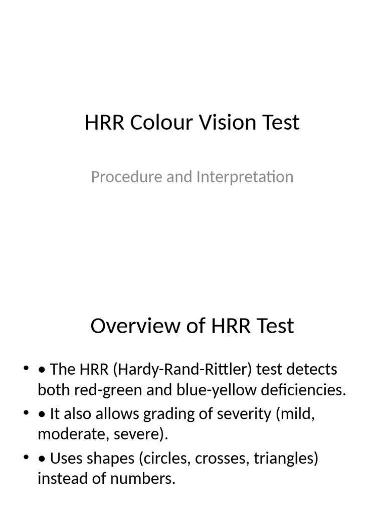 HRR Colour Vision Test Procedure | PDF
