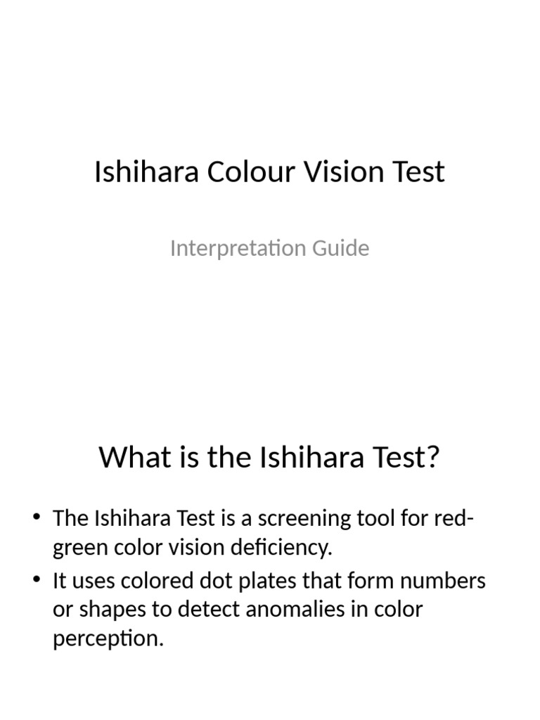 Ishihara Test Interpretation Guide | PDF