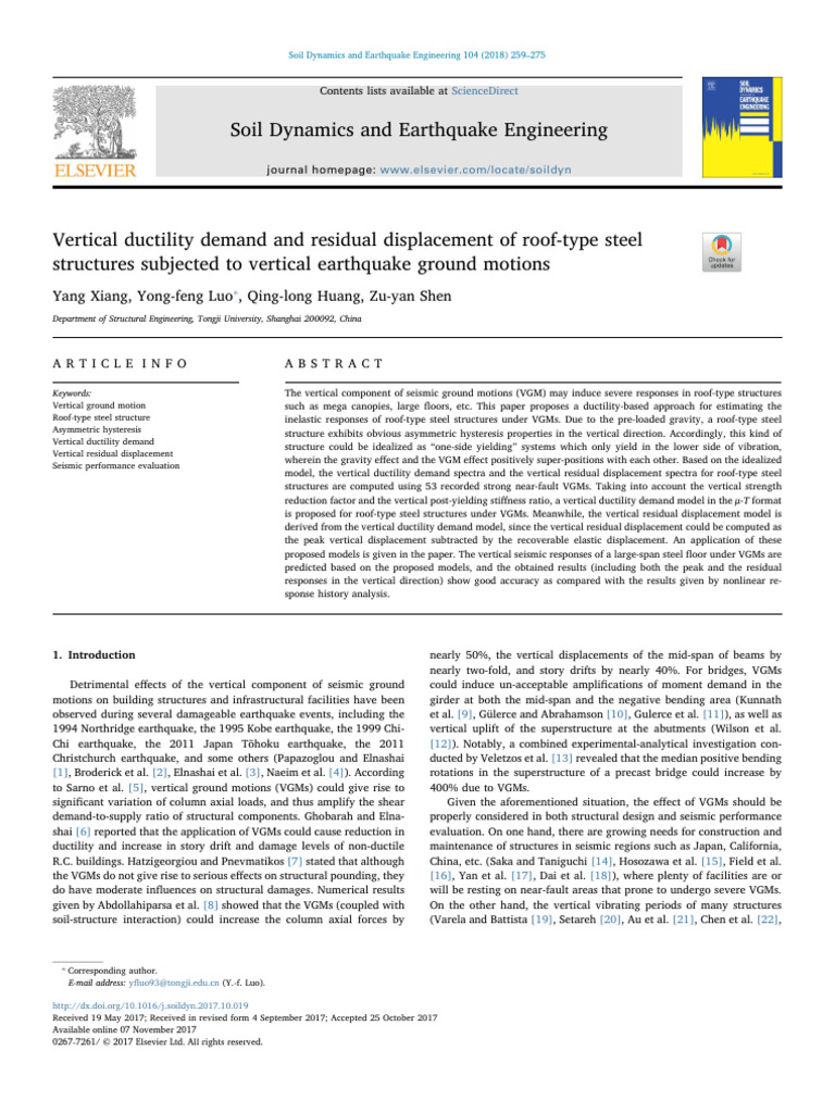1-Vertical Ductility Demand and Residual Displacement of Roof-Type ...